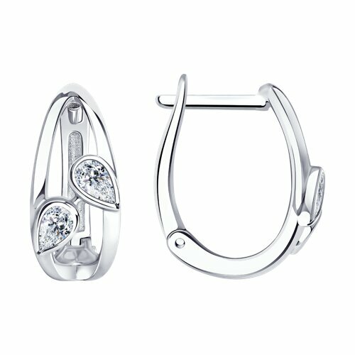 Серьги, серебро, 925 проба, родирование, фианит