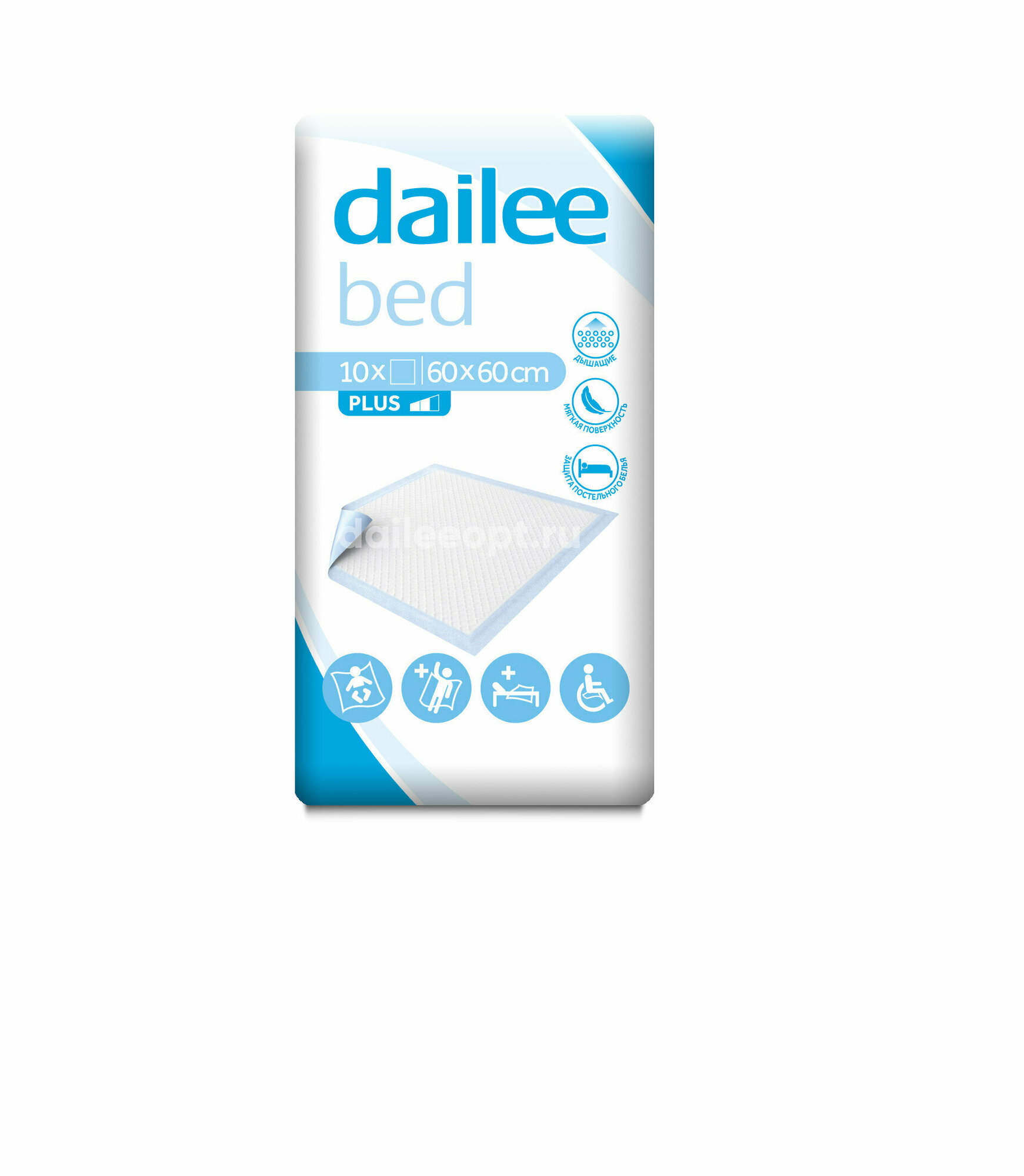 Dailee Bed / Дейли Бед - одноразовые впитывающие пеленки, 60x60 см, 10 шт.