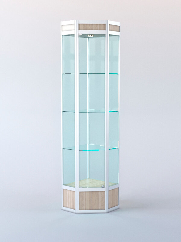 Витрина для музеев вооруженных сил "экспонат" №5-2 угловая (задняя стенка стекло), Дуб Сонома