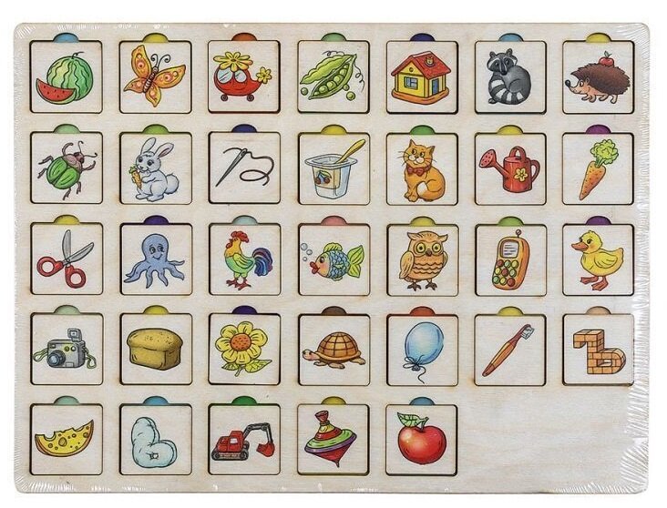Развивающая игра Секретики Smile Decor "Алфавит" с окошками, рамка-вкладыш