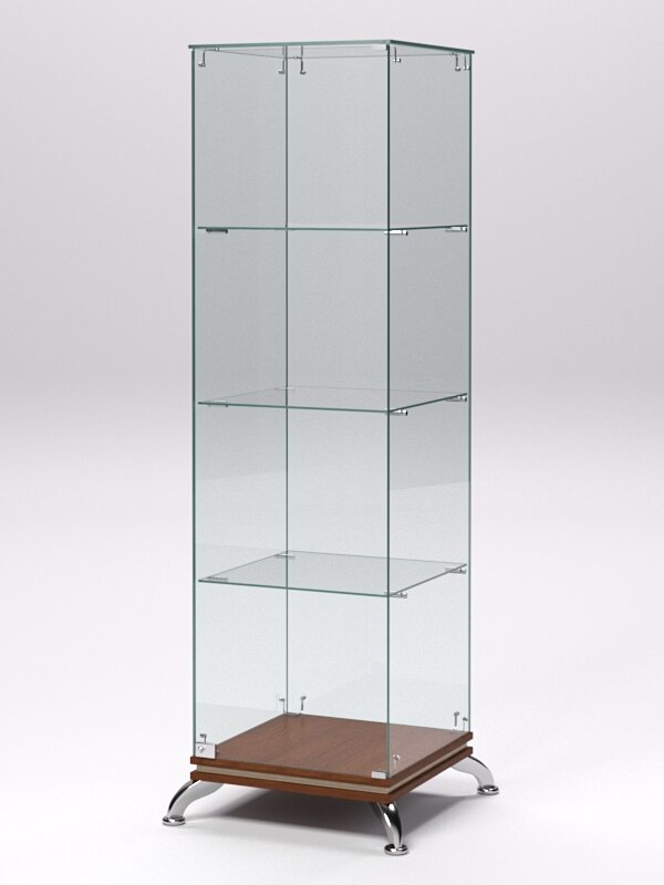 Витрина стеклянная "примавера классик" №1 (с дверкой, задняя стенка - стекло), Орех и Дуб Сонома