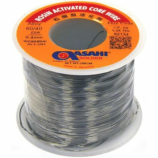 Припой с флюсом Asahi Припой WC60B04I, 0.4мм 0.2кг Sn60/Pb40 (СF10 флюс RA)