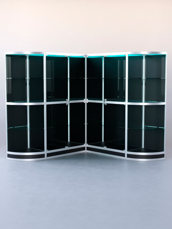 Витрина "В угол зала" №8 (закрытая, задняя стенка - ДВП), Черный