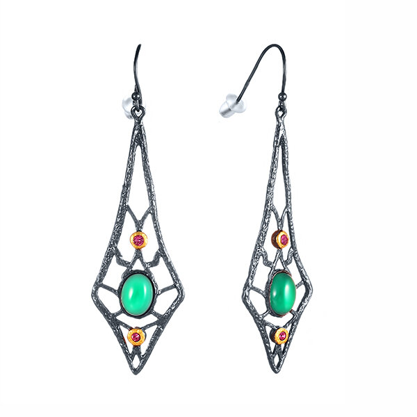 Серьги, серебро, 925 проба, агат