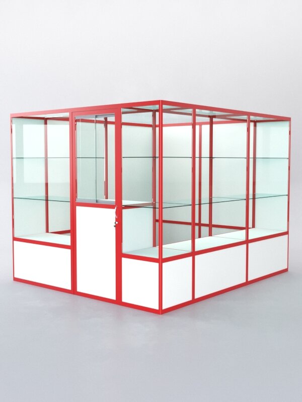 Павильон торговый из профиля угловой №4б, Белый + Красный. Производитель товара - компания Westcom.