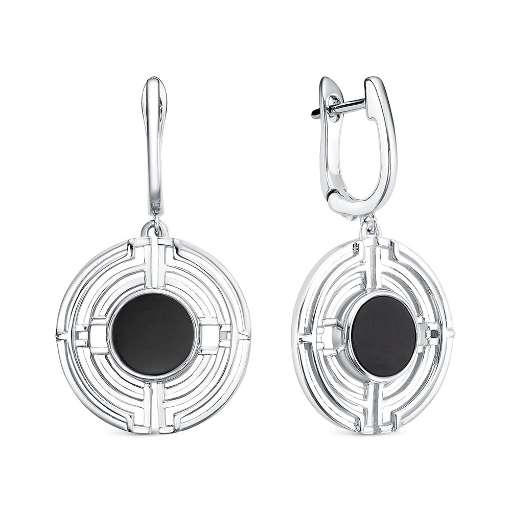 Серьги, серебро, 925 проба, оникс