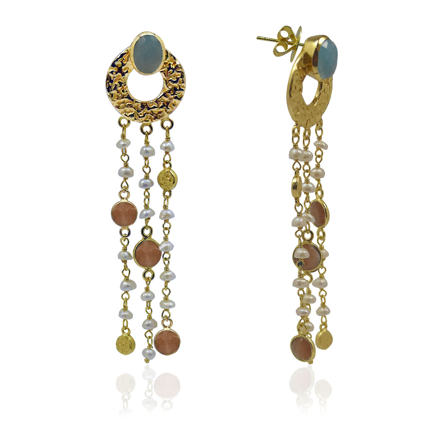 Серьги, серебро, 925 проба, жемчуг, лунный камень, агат