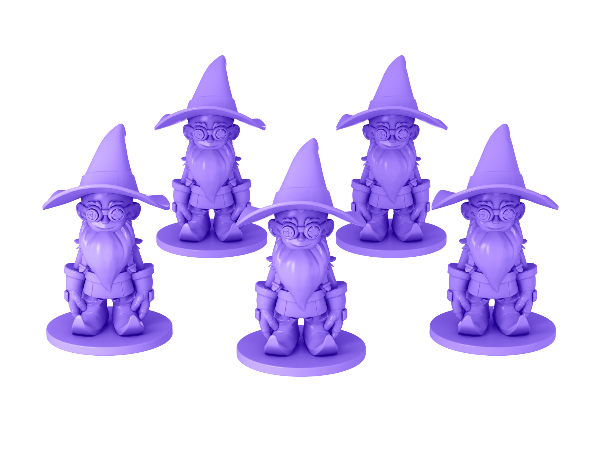 Набор 5 сиреневых гномов в шляпе волшебника, на 1 игрока Гномхейм