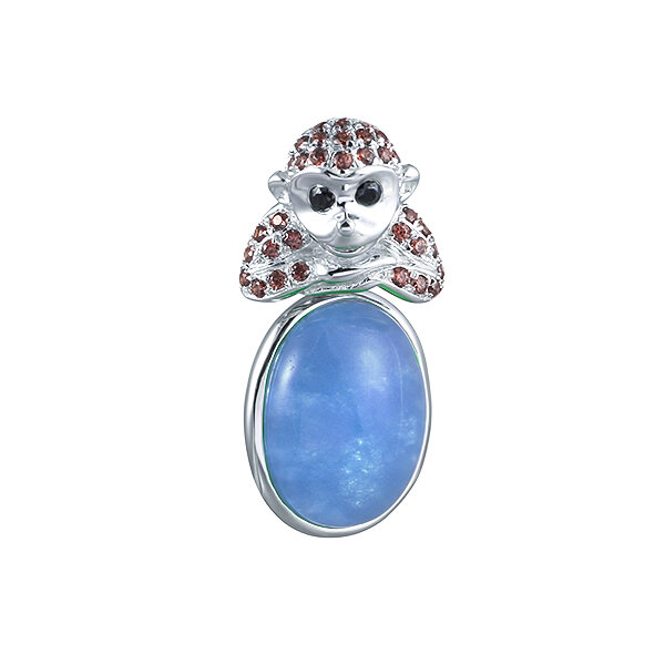 Подвеска, серебро, 925 проба, жадеит