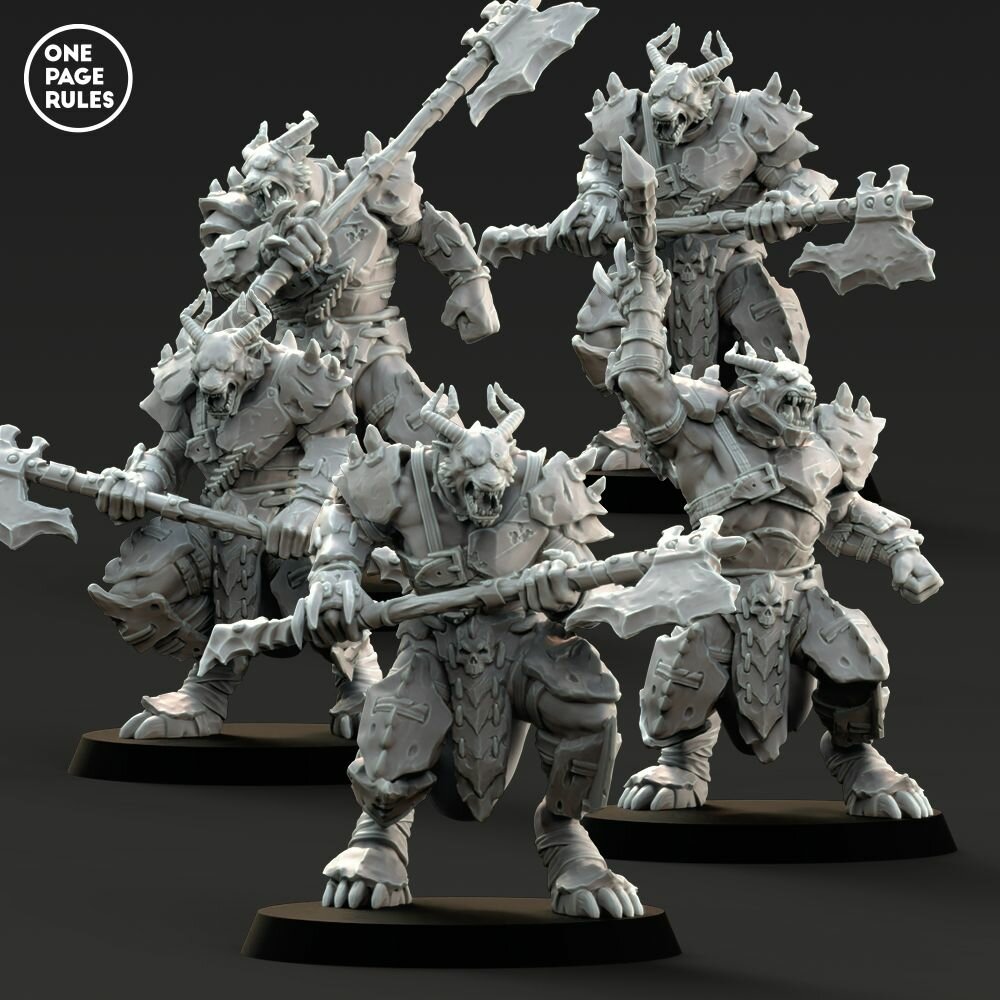Warhammer Beastmen Elite Warriors Axes/Элитные Воины Зверолюдов с топорами