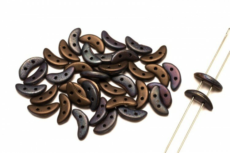Бусины Crescent beads 10х3мм, цвет 0310-DS23980 Jet Matte Bronze Vega, 708-084, 5г (около 40 шт)