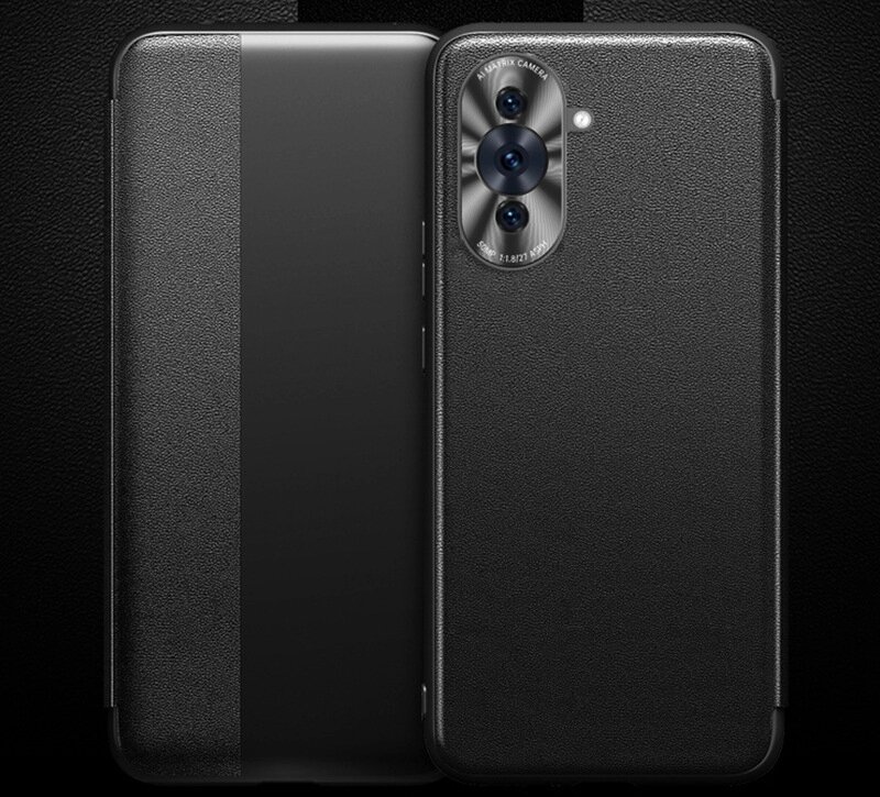 Чехол-кейс MyPads для Huawei Nova 10 Pro с боковым окном водоотталкивающий, черный