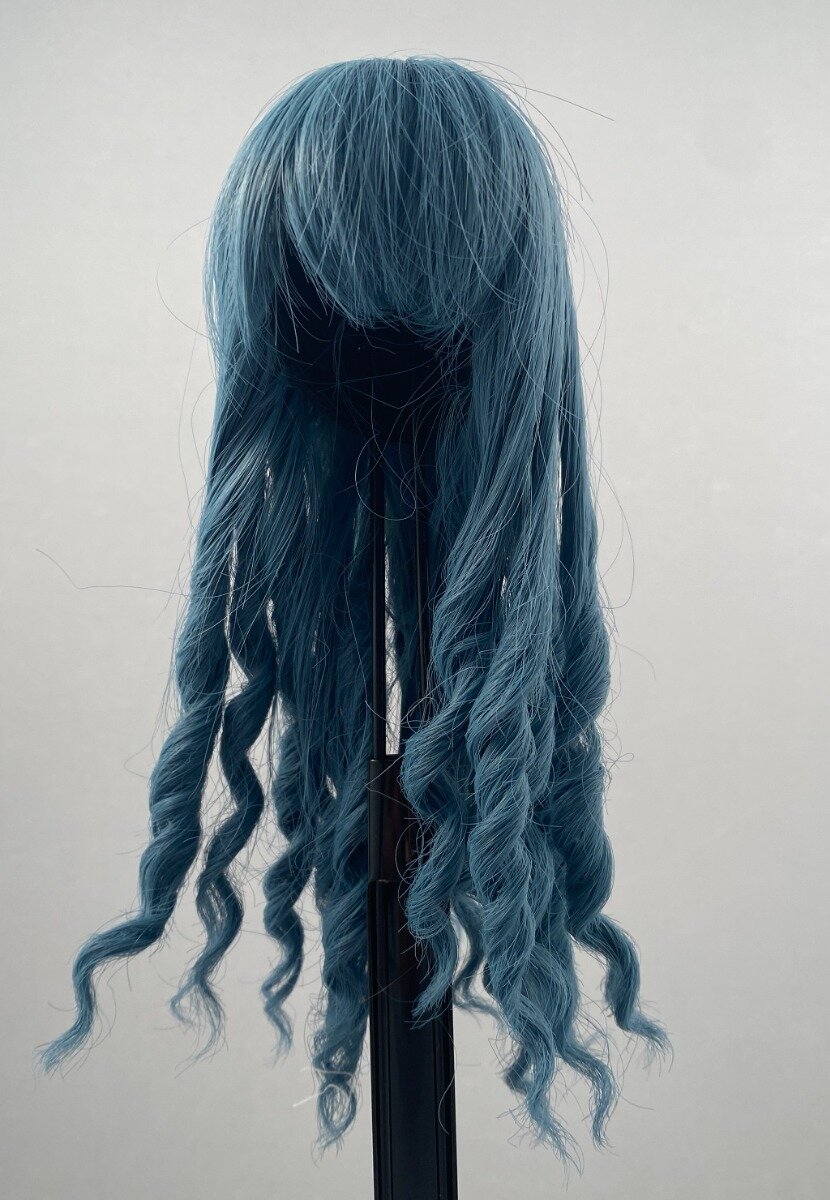 Парик для БЖД кукол DollGa Wig W117 (с длинными локонами, голубой размер 6-6,5 дюймов/15-16,5 см)