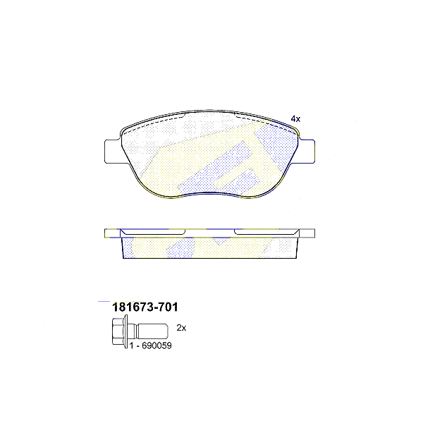ICER 181673-701 (68190118AA / 71770965 / 77362743) колодки торм. диск. передн. idea 1.9 jtd (04-)