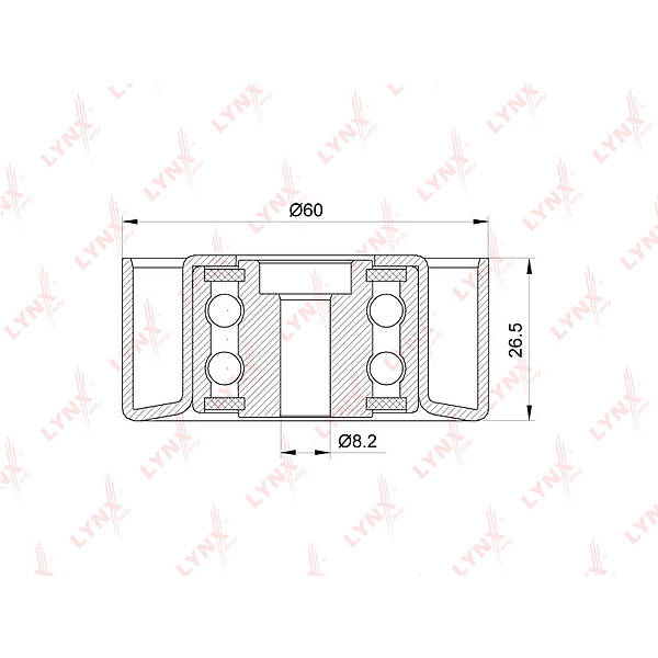 LYNXAUTO pb-7258 (0N1455 / 0N1455S / 14554) ролик направляющий / натяжной / приводной Citroen (Ситроен) berlingo(mf)