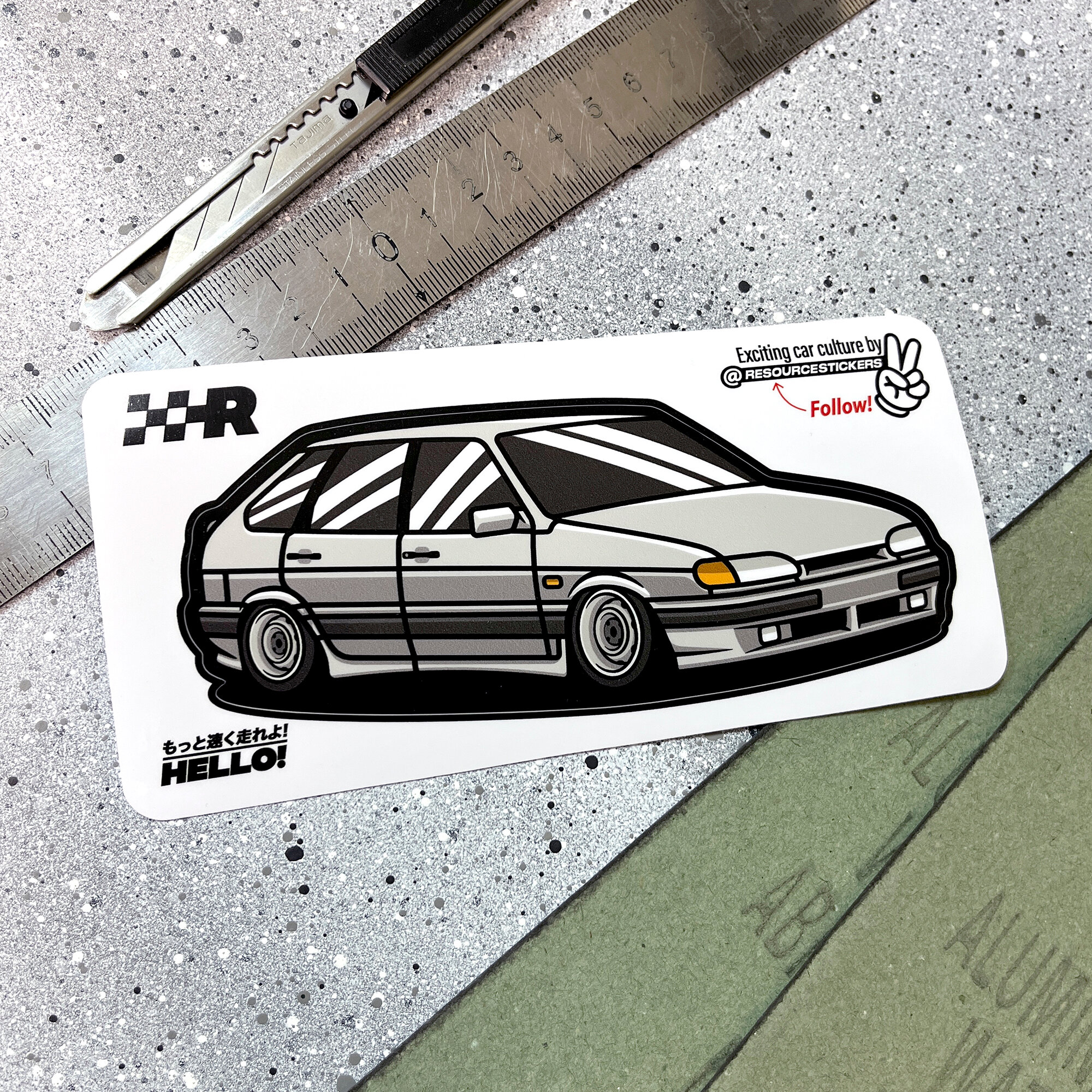 Виниловая наклейка машинка Жигули 2114 BPAN 14х5.5 / Resource Stickers