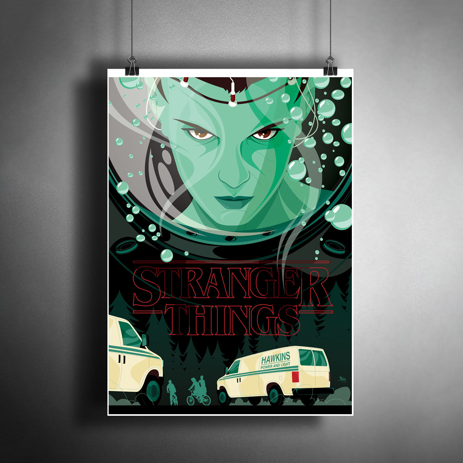 Постер плакат для интерьера "Сериал: Очень странные дела. Stranger Things"/ Декор дома, офиса, комнаты A3 (297 x 420 мм)