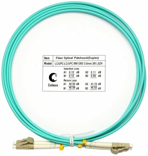 Патч-корд волоконно-оптический Cabeus FOP-50-LC-LC-2m duplex LC-LC 50/125 mm OM3 2м LSZH