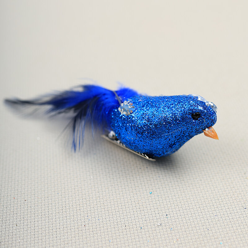 Рождественская декорация (Птичка, 1 шт) синяя