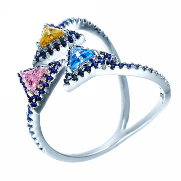 Кольцо, серебро, 925 проба, фианит