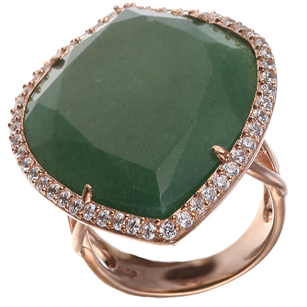 Кольцо, серебро, 925 проба, авантюрин