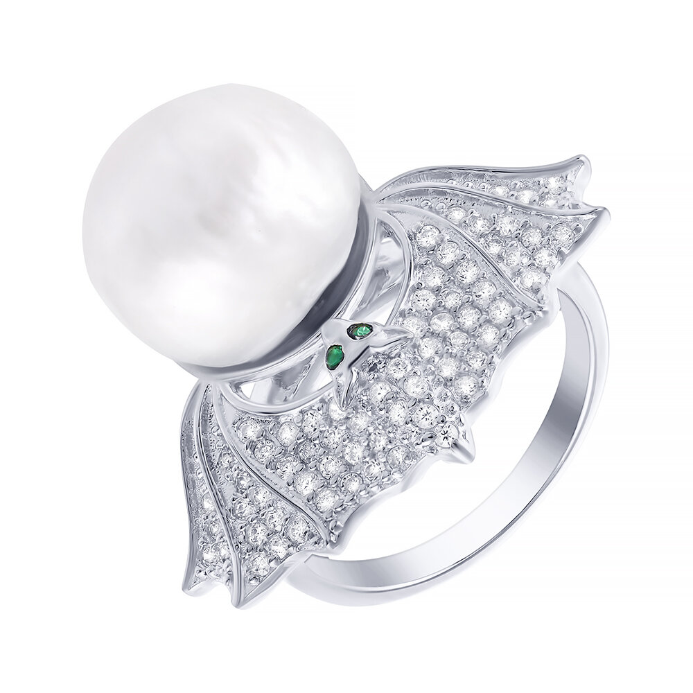 Кольцо, серебро, 925 проба, жемчуг