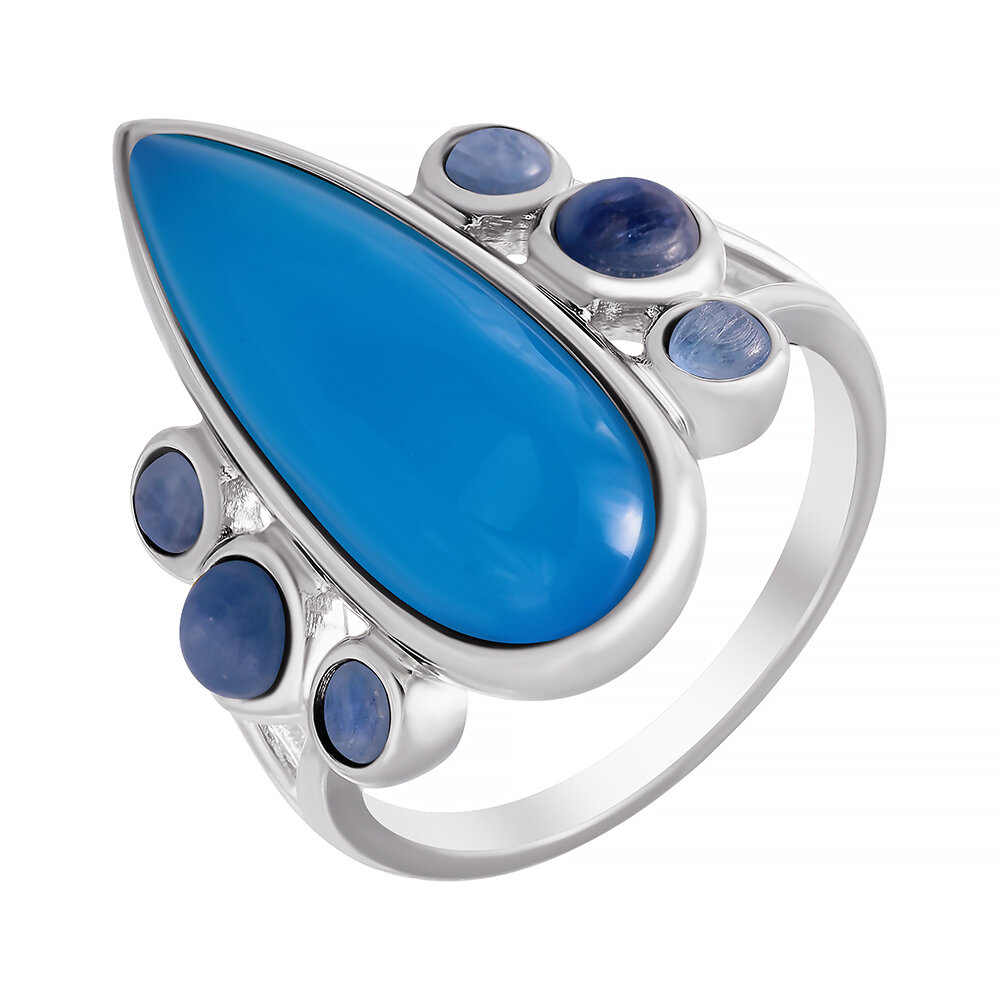 Кольцо, серебро, 925 проба, кианит, агат