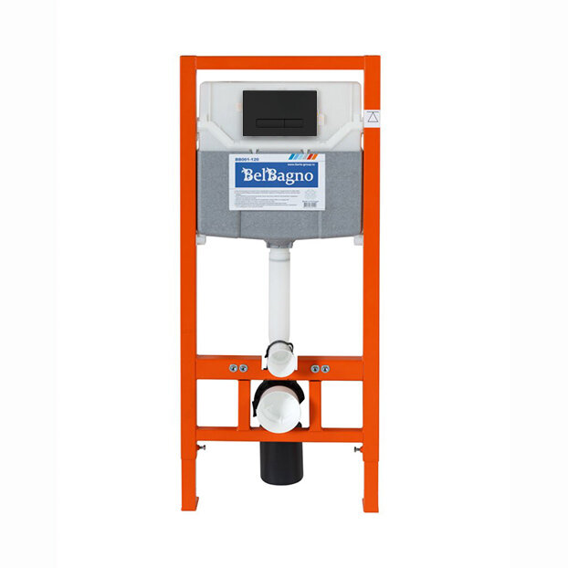 Инсталляция для унитаза BelBagno BB001-120 с кнопкой BB021-GV-NERO. M черный матовый