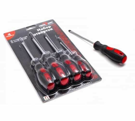 Набор отверток Сервис ключ 75801, 4 предм, черный/красный