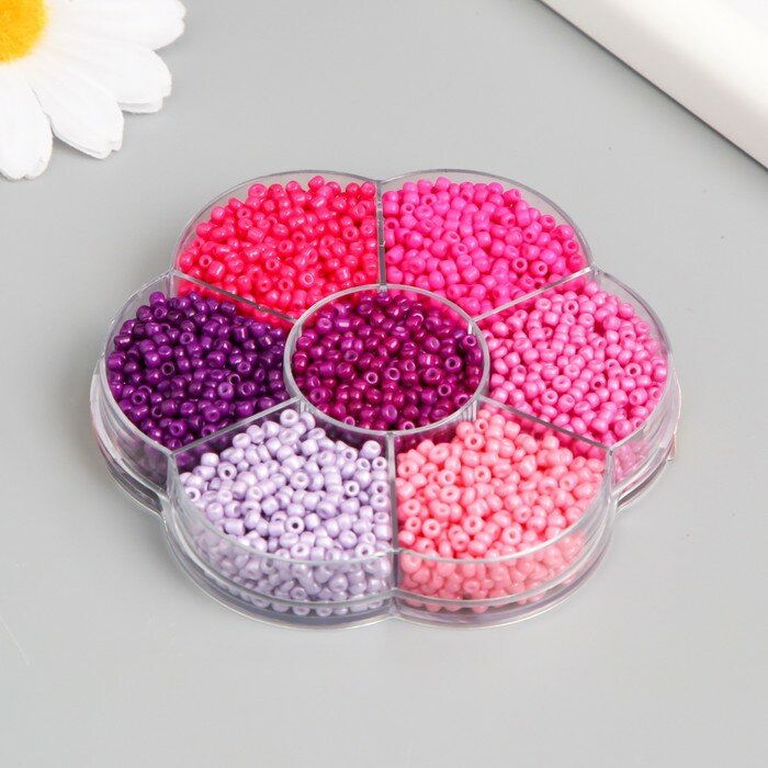 Бисер стекло 12/0 в цветке «Закат» цветной 7 цветов х 8 г 8.2×8.2×2 см