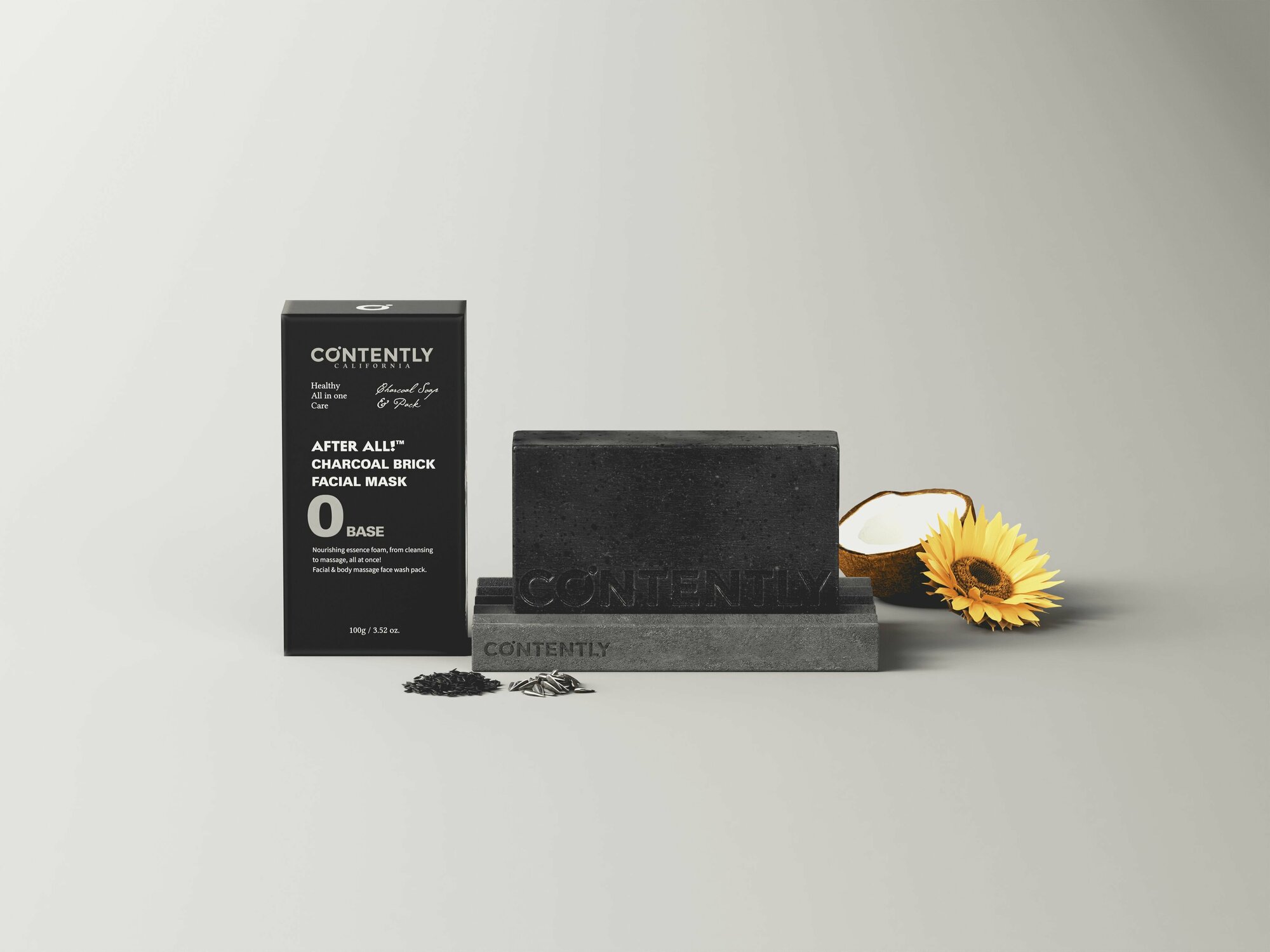 Умное мыло для очищения и массажа лица Contently Brick facial mask (soap), черное мыло для лица