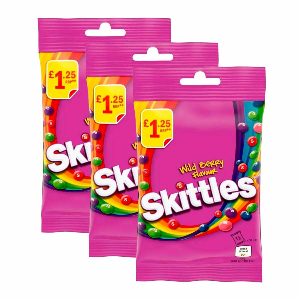 Драже Skittles Wild Berry со вкусом лесных ягод (Ирландия), 109 г (3 шт)