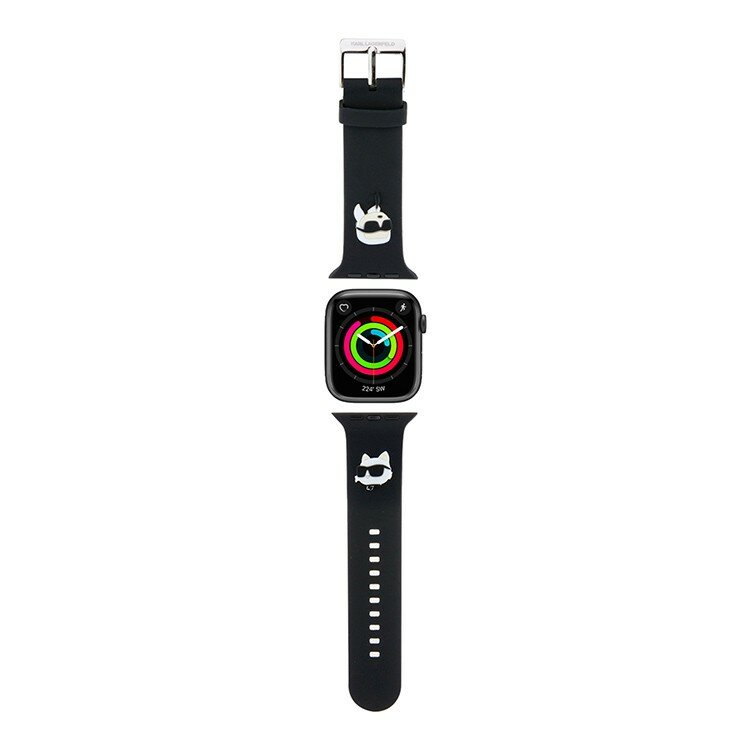 Karl Lagerfeld ремешок для Apple Watch 42/41/40 мм, 3D Rubber NFT Karl & Choupette heads черный