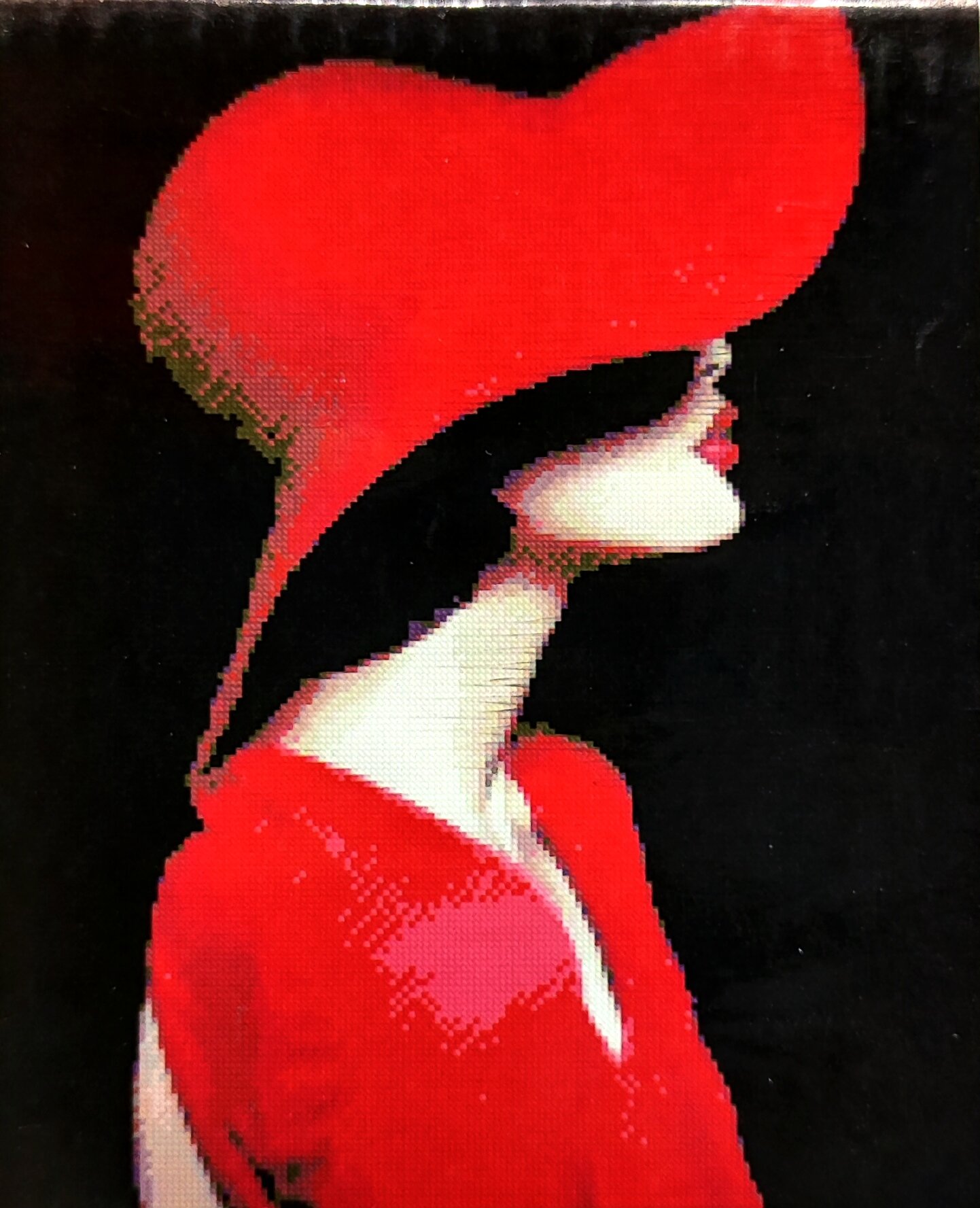 Алмазная мозаика пара, любовь, парень девушка 40x50, квадратные стразы, шляпа, романтика, чёрно-белая с красным