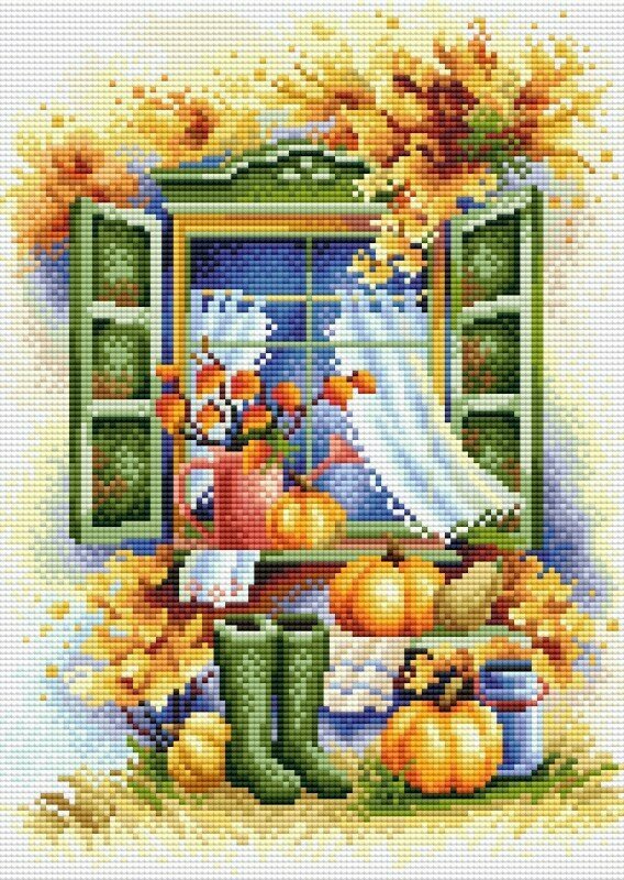 Набор Brilliart #МС-158 Осень на пороге, Алмазная Мозаика, 27 x 38 см