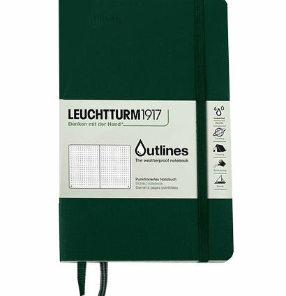 Записная книжка Leuchtturm Outlines B6 в точку голубая ель 89 стр.