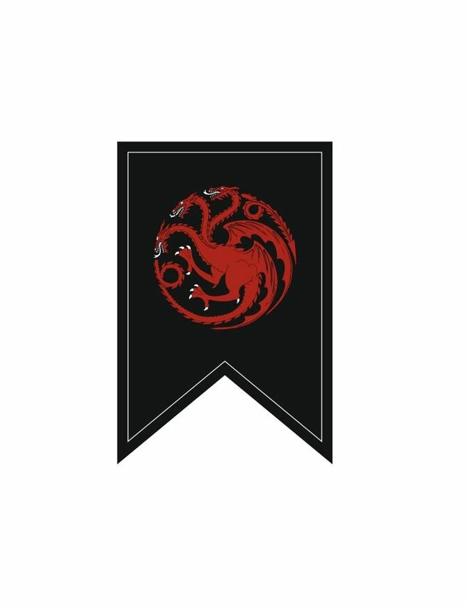 Флаг знамя Дома Таргариенов из Игры престолов на шёлке, 40х60 см - на стену