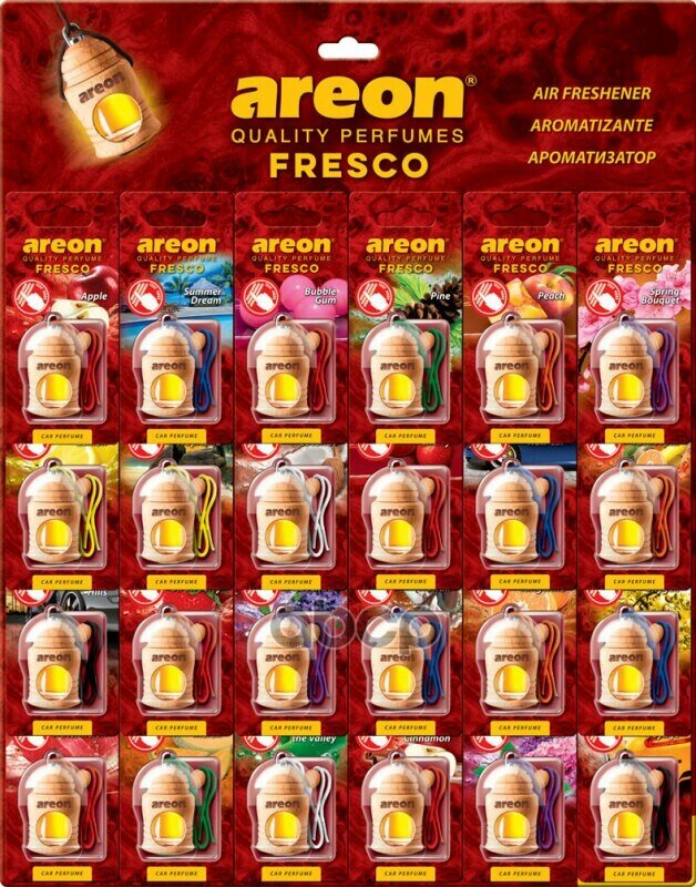 Освежитель (ароматизатор) на листе AREON disp. FRESCO подвесной бочонок Mix AREON арт. 704149 - высокое качество товара