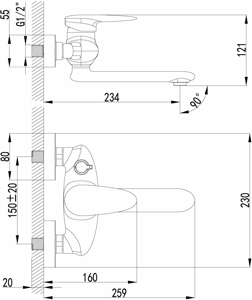 Смеситель Lemark Status LM4414C для ванны с душем