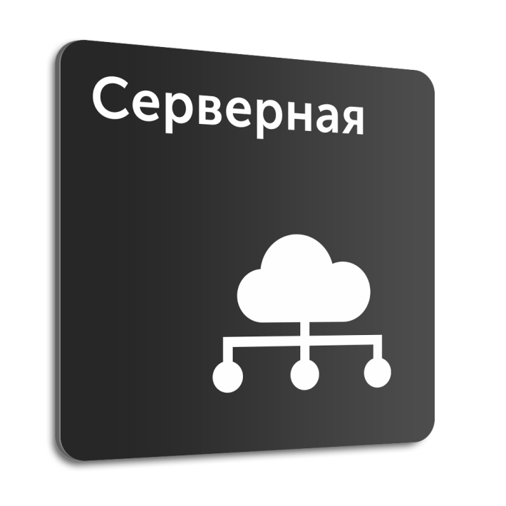 Табличка на дверь (стену) "Серверная", 20х20 см, композит