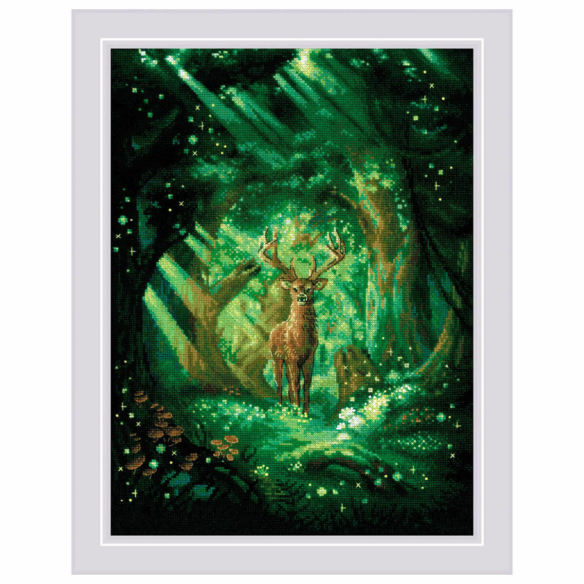 Набор для вышивания крестиком Риолис 'Дух леса', 30*40 см, на черной канве