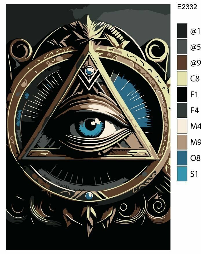 Детская картина по номерам E2332 "Мистический треугольник. Всевидящее око" 20x30