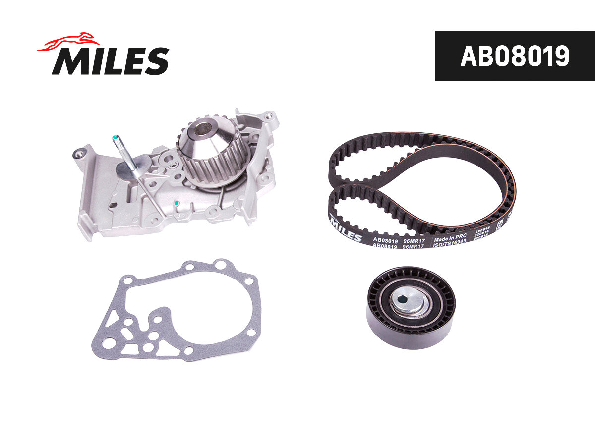 MILES Комплект ремня ГРМ для RENAULT LOGAN/SANDERO 1.4/1.6 (с помпой)