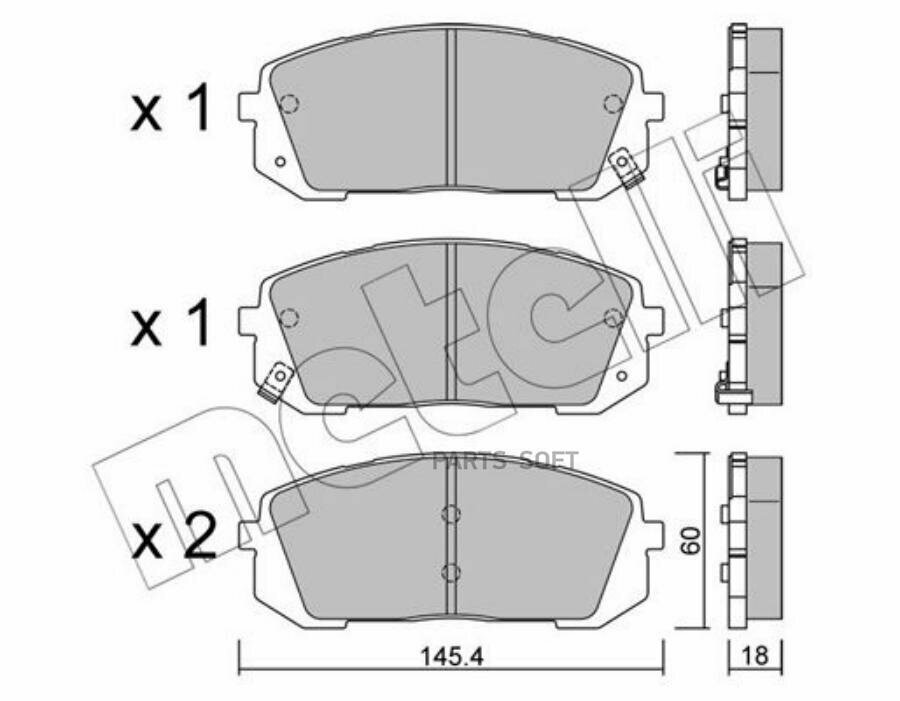 К-т дисков. тормоз. Колодок KIA Optima III (DL3), K5, Hyundai Sonata VIII (DN8) 2019- Front Metelli арт. 2212980