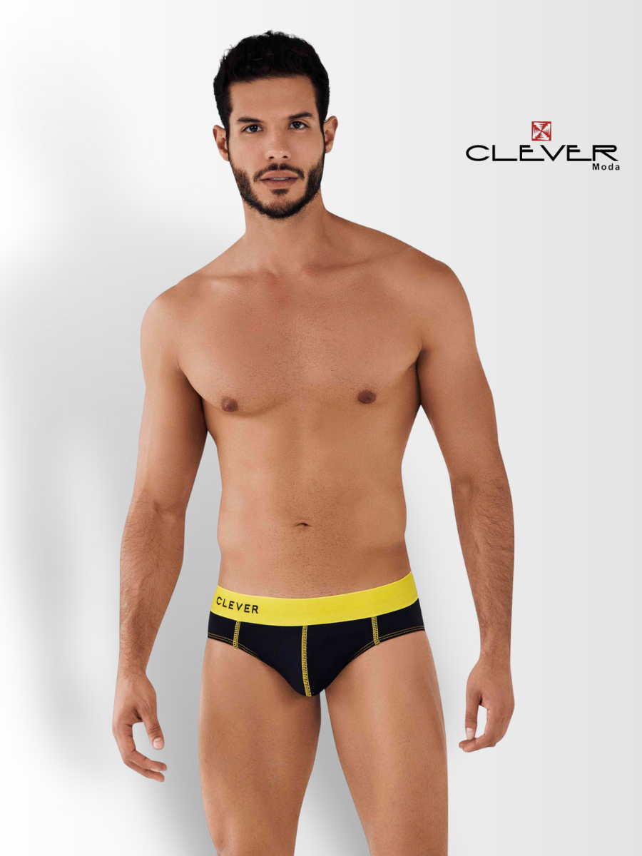 Мужские трусы слипы черные Clever Moda TECHNIQUES BRIEF 079811 S (44)