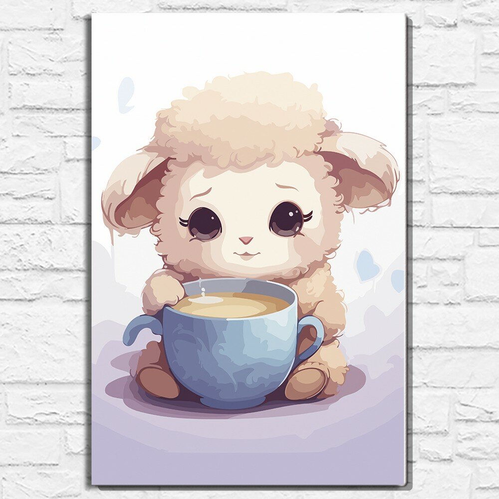 Картина по номерам на холсте милота Овечка (какао) - 14110 В 40х60