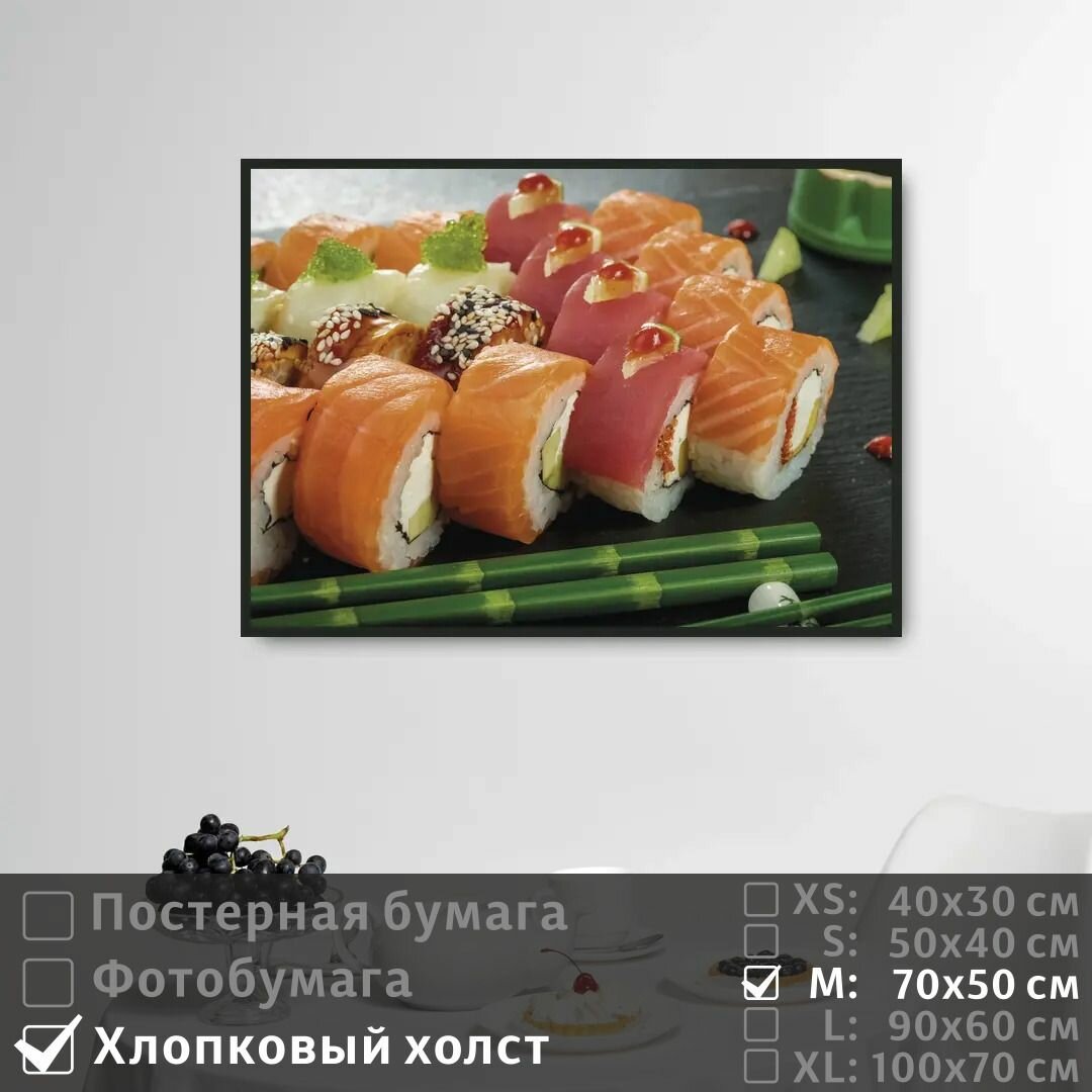 Постер на холсте Суши И Роллы 70х50 см ПолиЦентр