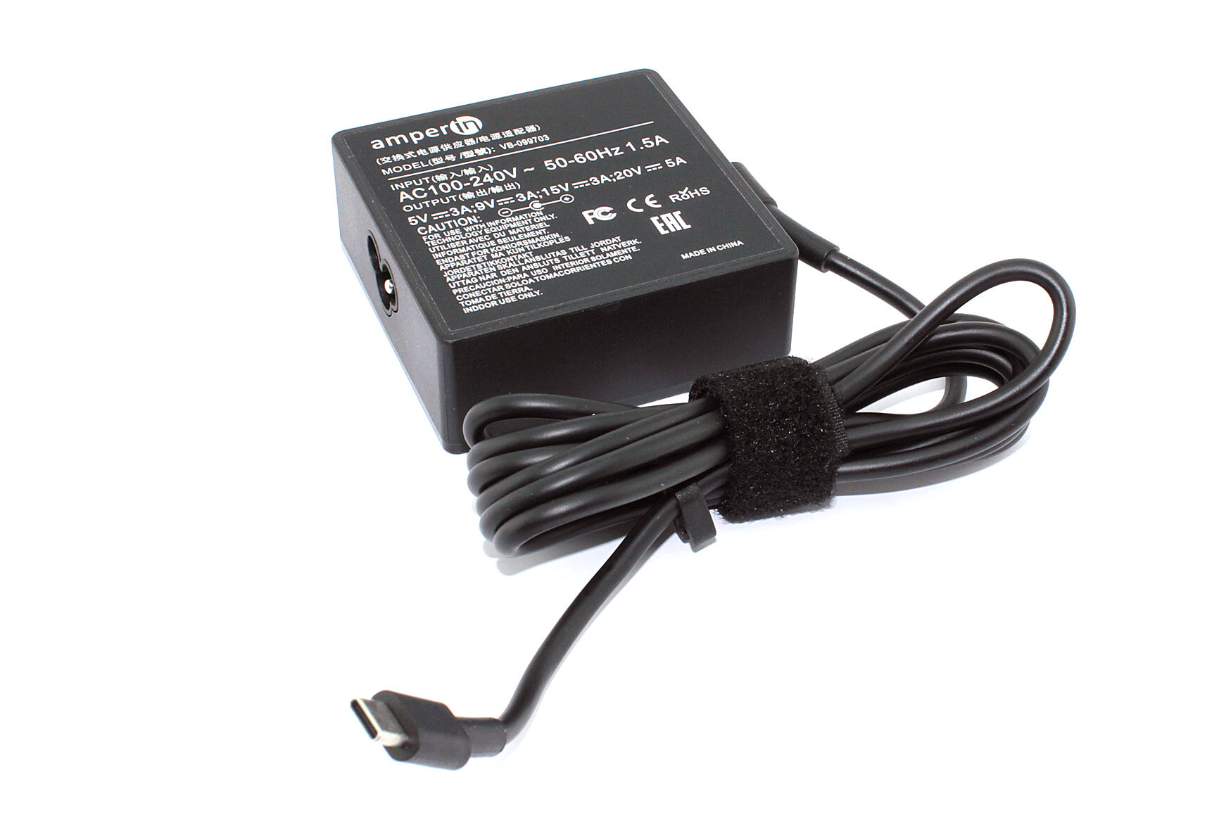 Блок питания Amperin 5V 3A - 20V 5A 100W Type-C квадратный корпус