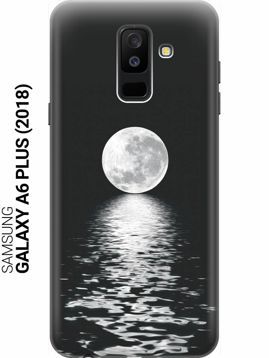 Силиконовый чехол на Samsung Galaxy A6+ (2018), Самсунг А6 Плюс 2018 с принтом "Луна над морем"