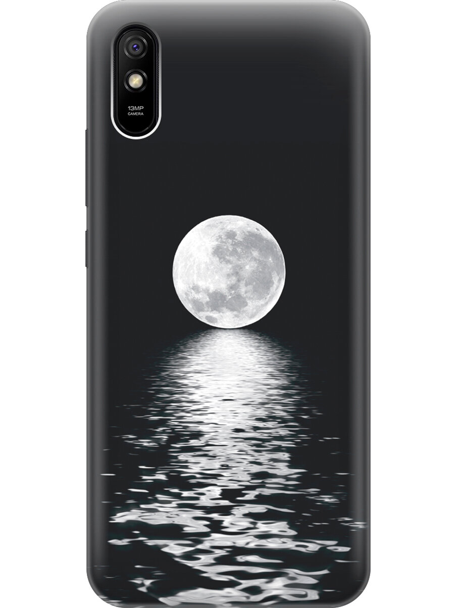 Силиконовый чехол на Xiaomi Redmi 9A, Сяоми Редми 9А с принтом "Луна над морем"